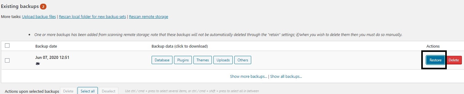 Restore your WordPress backup from Koofr with UpdraftPlus Plugin - Koofr blog